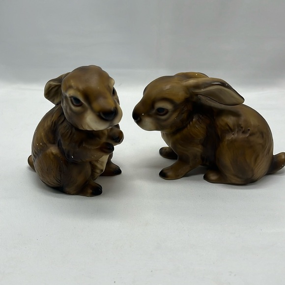Art | Set Of Two Vintage Brown Rabbit Figurines | Poshmark